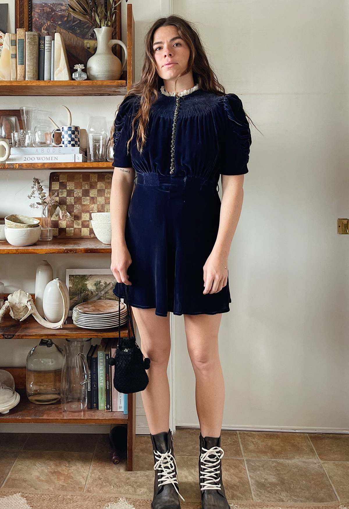 1920s Silk Velvet Mini - Blue | Garmentory