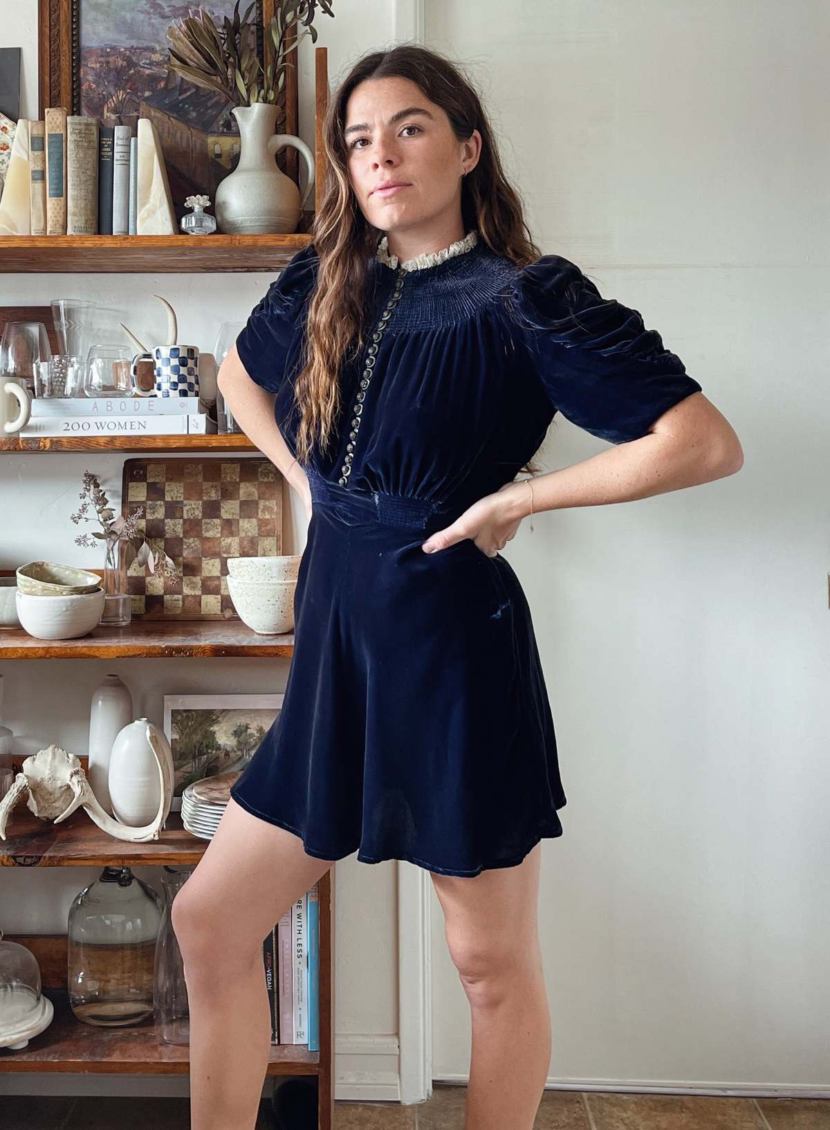1920s Silk Velvet Mini - Blue | Garmentory