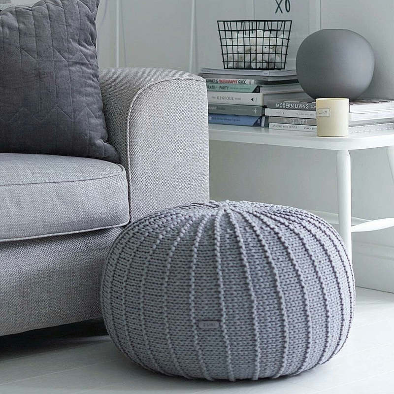 Knitted grey pouffe store