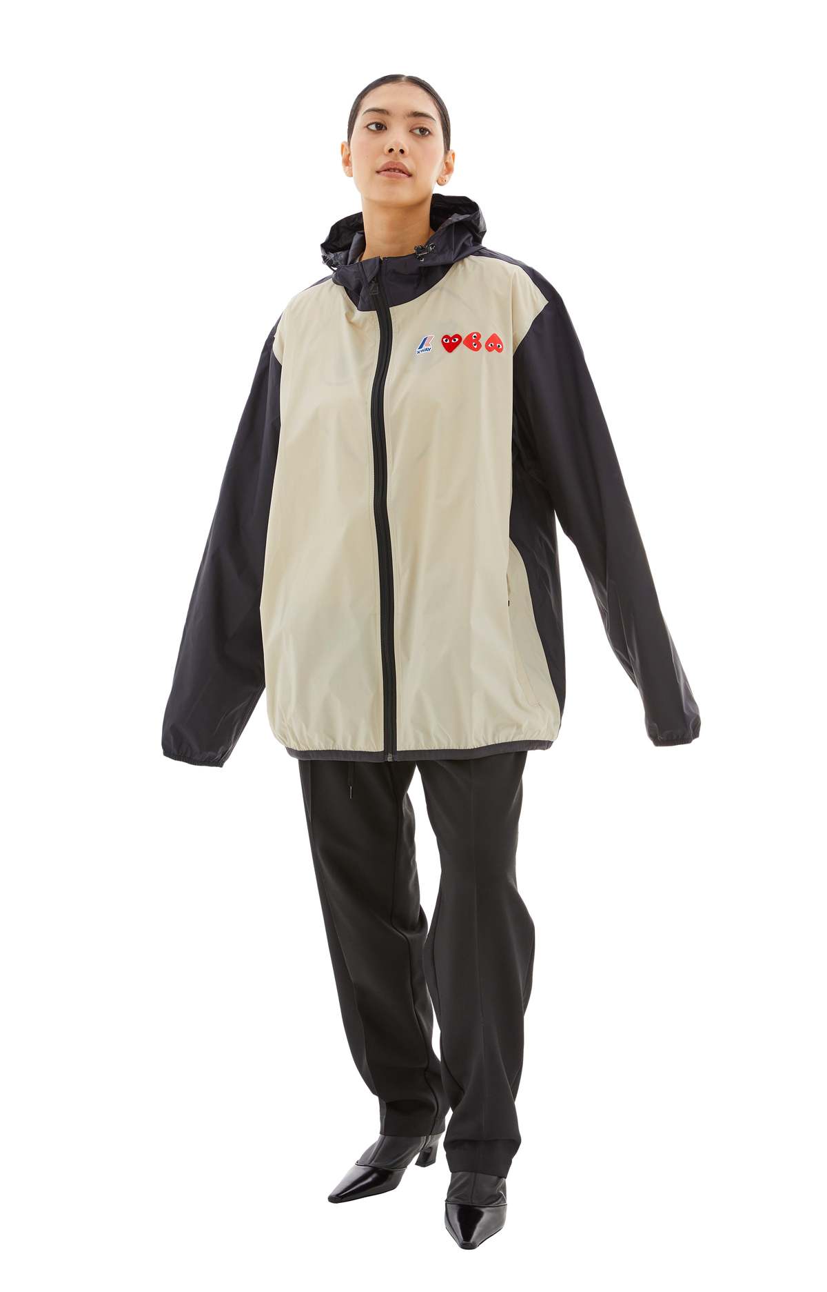 Comme des Garçons PLAY x K-Way Windbreaker - Beige/Black | Garmentory