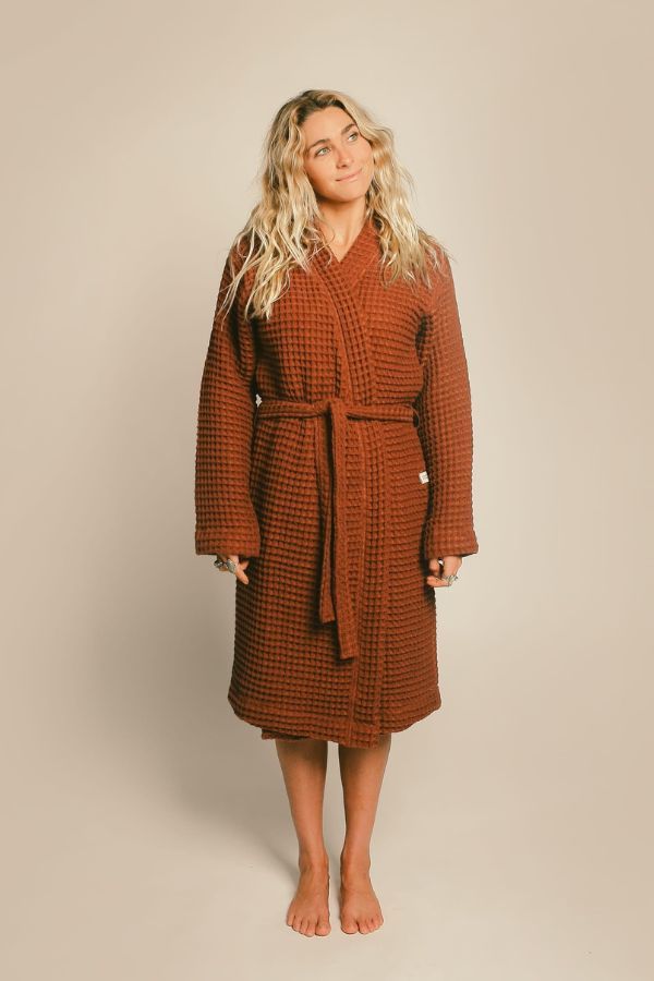 Happy Place Weightless Waffle Bath Robe - Clay | Garmentory