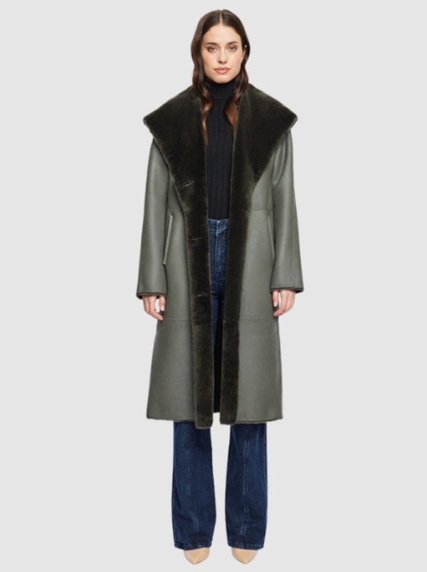 Hiso Ever Reversible Shearling Coat - Khaki | Garmentory