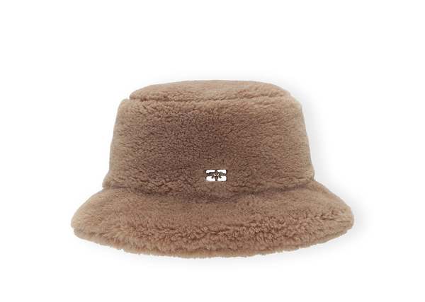 Ganni Fluffy Recycled Tech Bucket Hat - Oyster | Garmentory