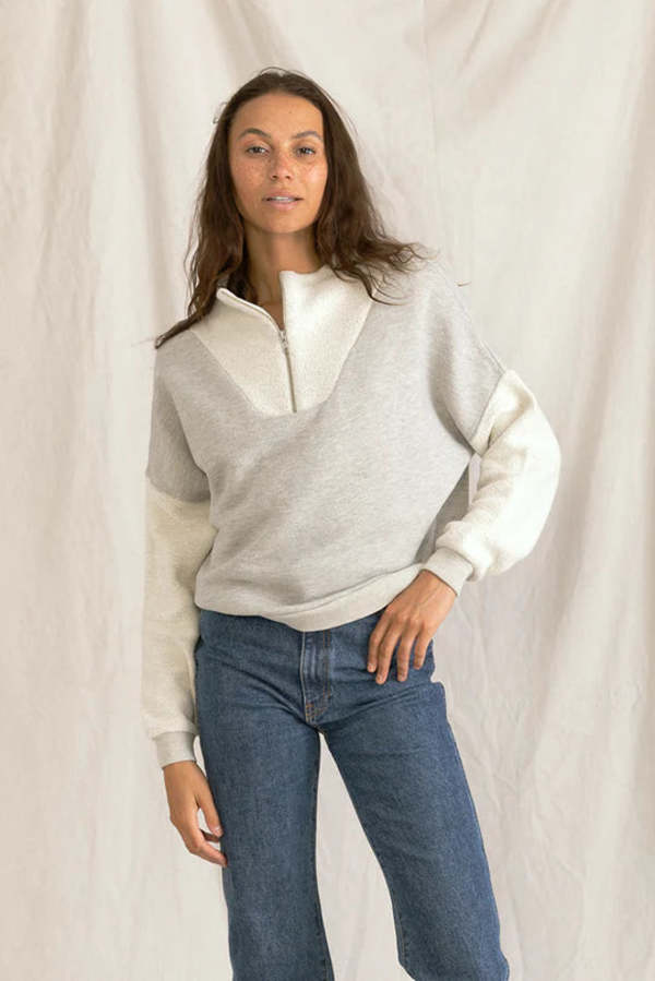 Perfect White Tee Tyra 1/4 Zip Fleece - Heather Grey | Garmentory