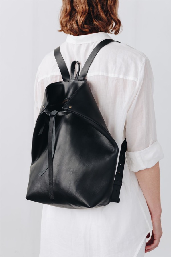 Mabel and Moss The Folded Leather Backpack - Black | Garmentory
