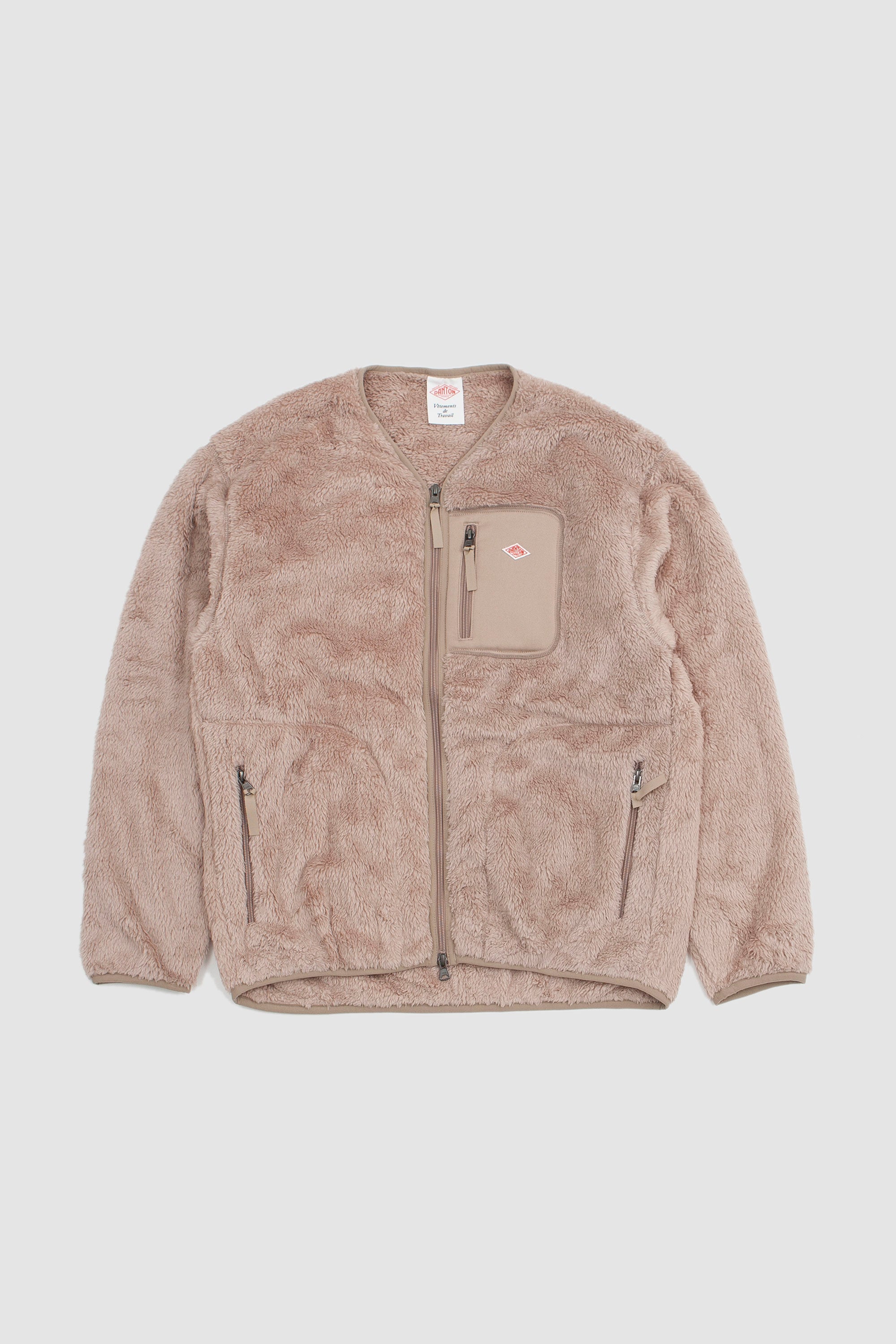 Danton High Pile Fleece Zip Jacket - Pink Beige | Garmentory