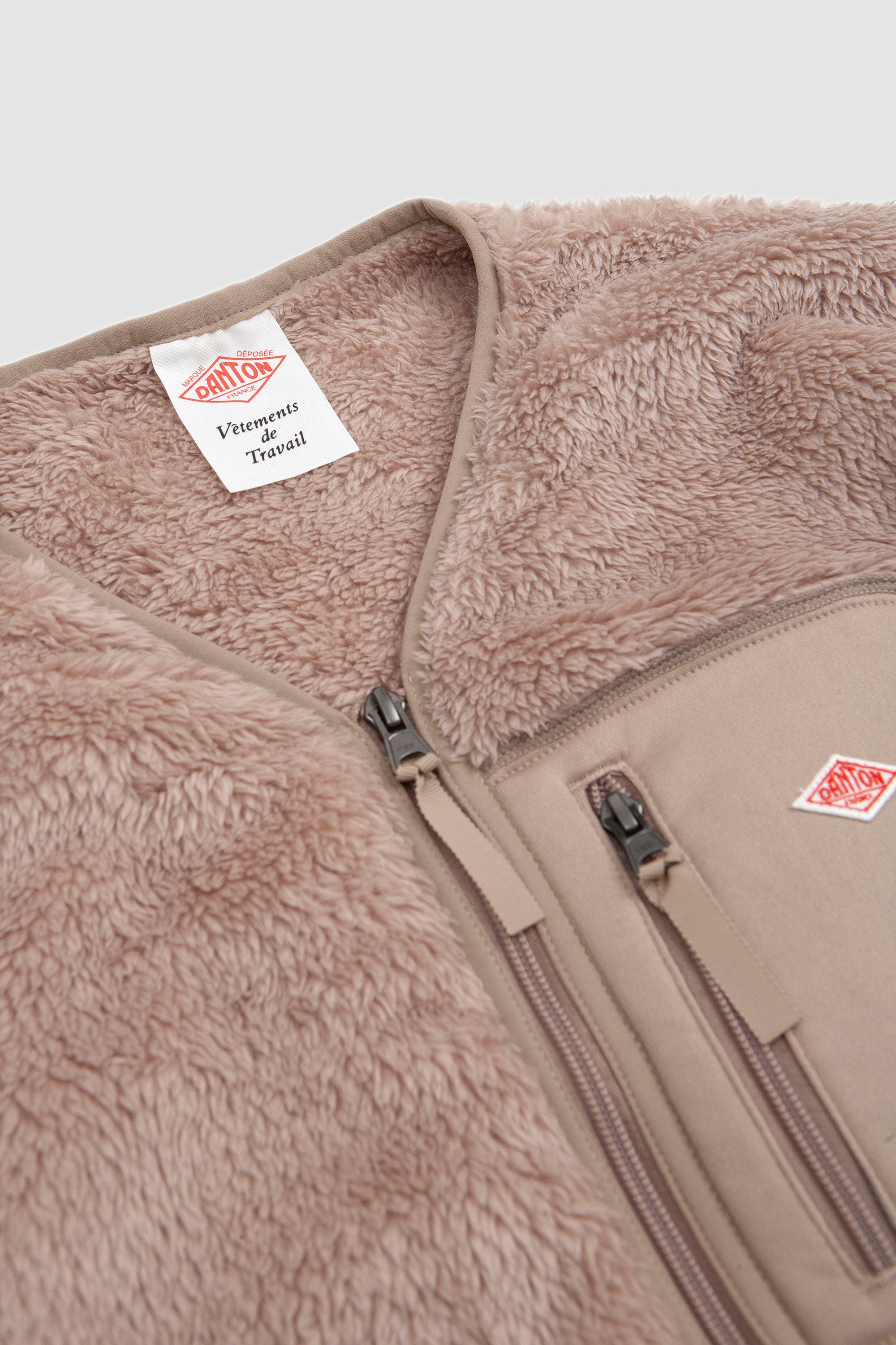 Danton High Pile Fleece Zip Jacket - Pink Beige | Garmentory
