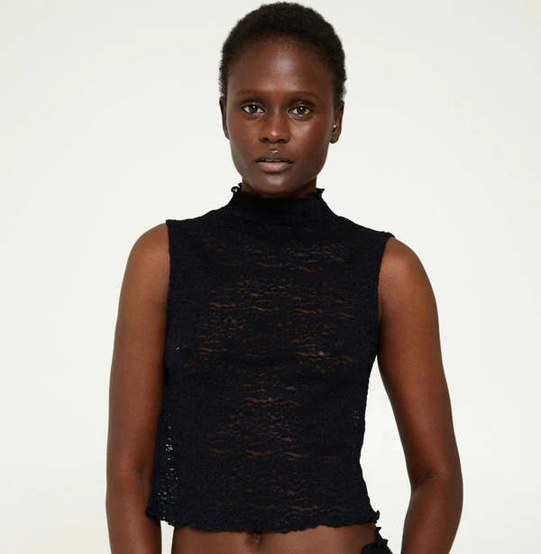 Find Me Now Crepe Mesh Tee - Black | Garmentory