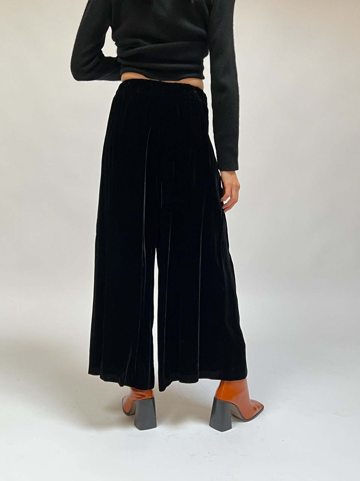 Vintage Velvet Wide Leg Pants - Black | Garmentory