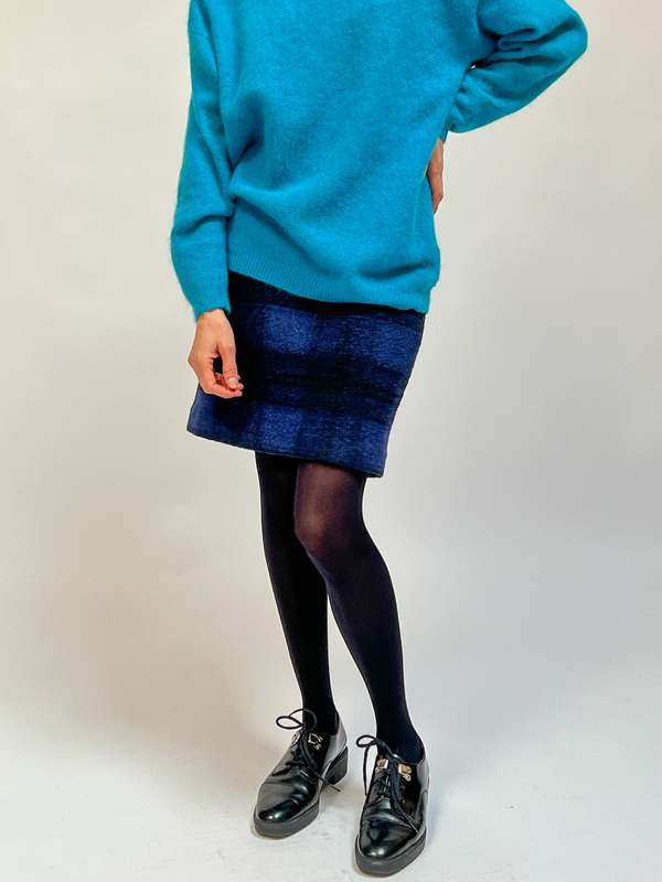 Vintage Wool Skirt - Blue Plaid | Garmentory