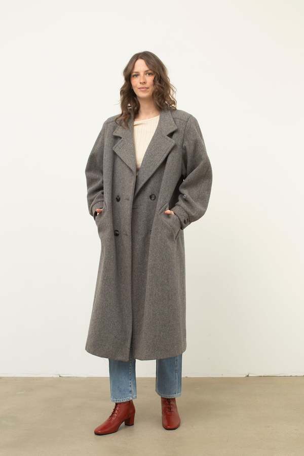 [Pre - Loved] Preservation Vintage Double Breasted Wool Coat - Grey ...