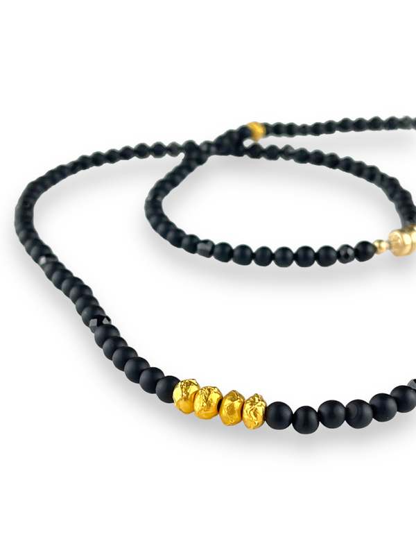 machus ONYX GOLD BLACK OPAL and BLACK SPINAL NECKLACE | Garmentory