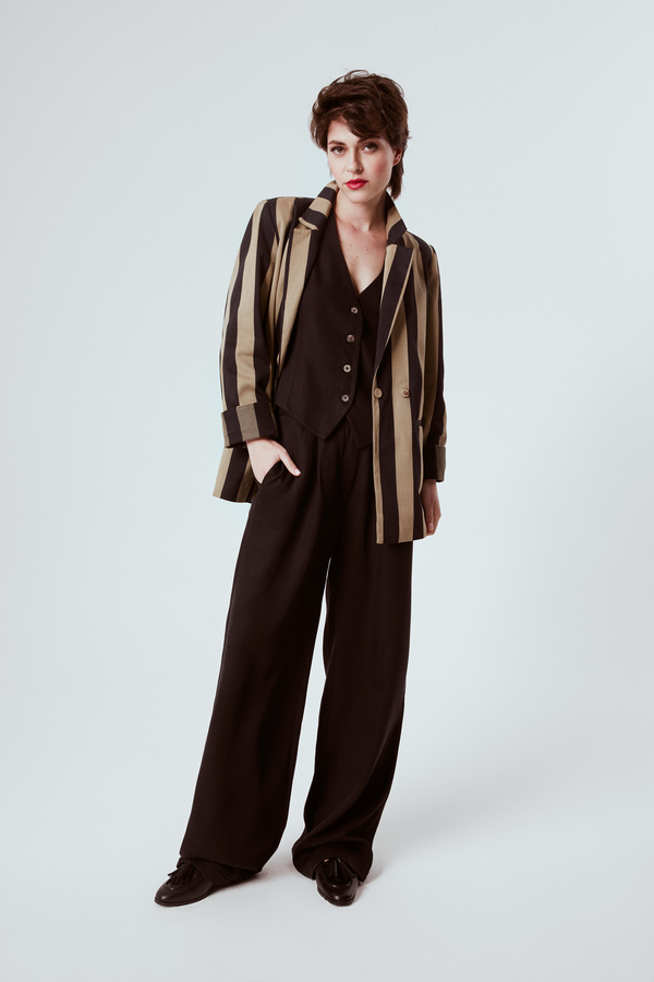 Giyi Blazer - Black/Beige Stripes | Garmentory