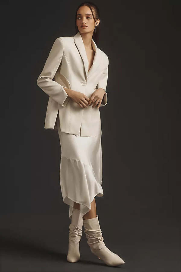 LAMARQUE Lyubava Faux Leather Blazer - Bone | Garmentory