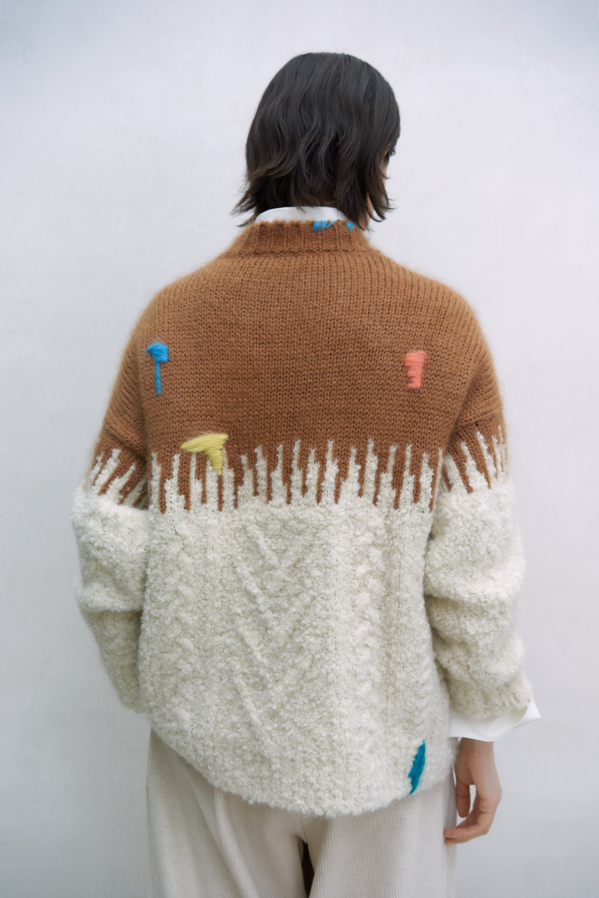 Cordera MOHAIR EMBROIDERED SWEATER - Brown | Garmentory