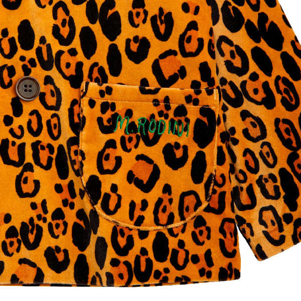 Kids Mini Rodini Child Leopard Velvet Blazer - Brown | Garmentory