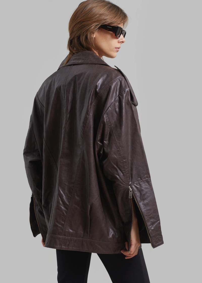 Gestuz Ibbie Leather Jacket - Deep Brown | Garmentory