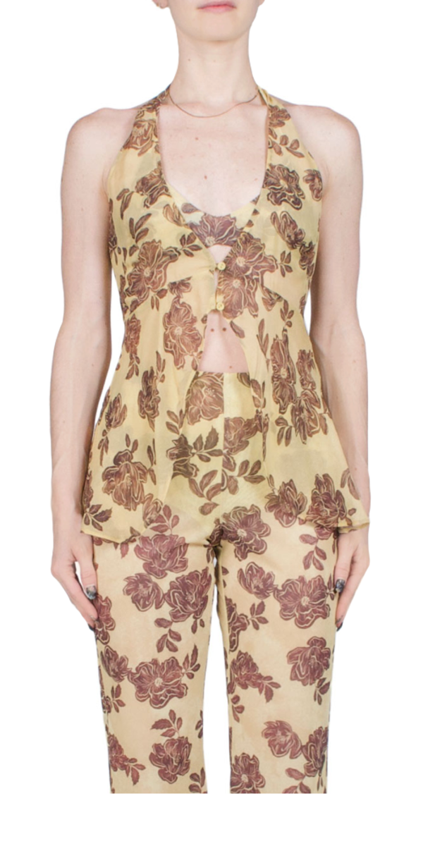 Bec + Bridge Malibu Bay Halter Top - Citrus Plum Floral | Garmentory