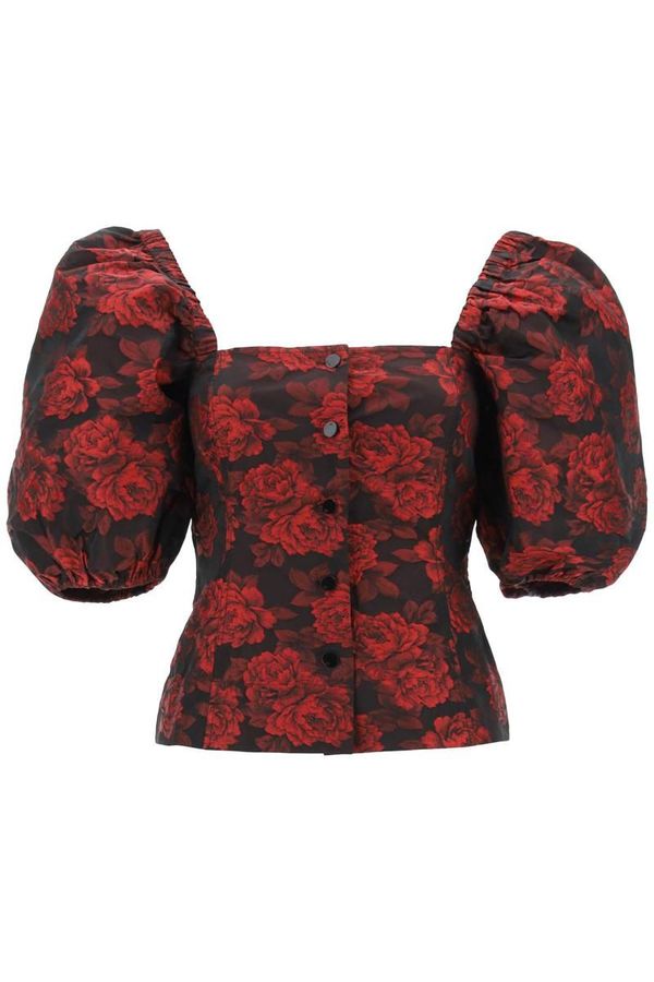 Ganni blouse in floral jacquard | Garmentory