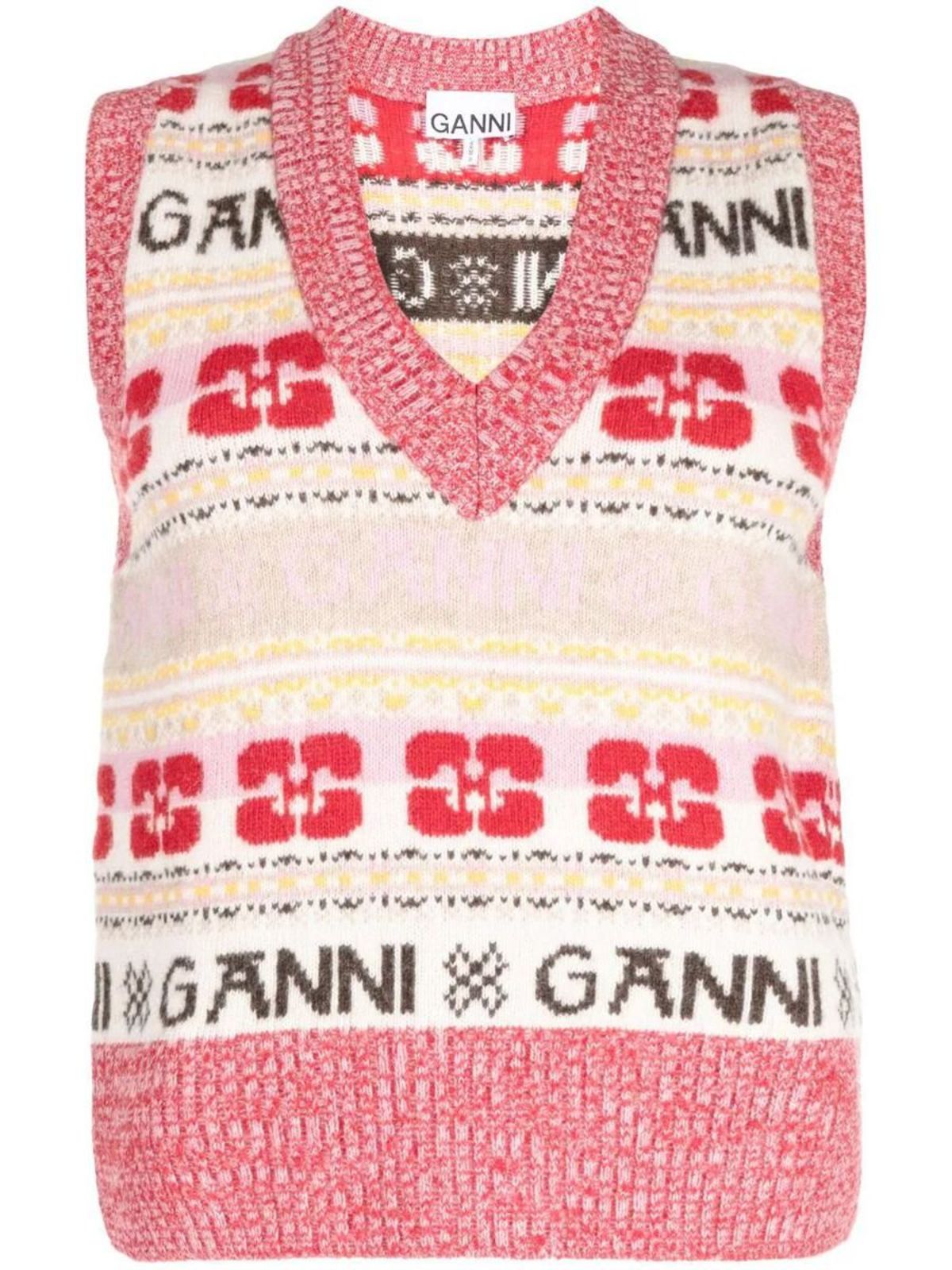 Ganni LOGO WOOL MIX VEST CLOTHING - Multi | Garmentory
