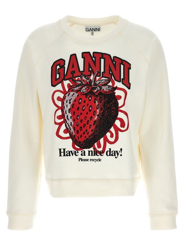 Ganni Printed organic cotton sweatshirt - White | Garmentory