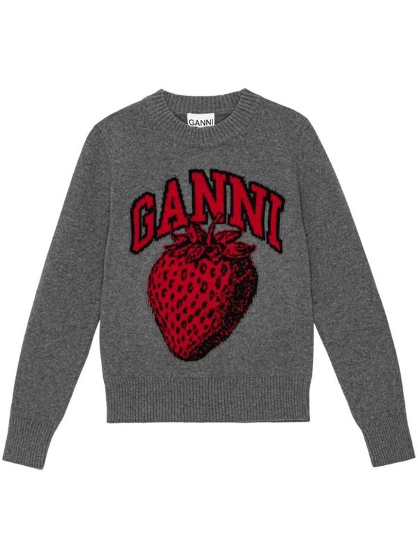 Ganni Wool crewneck jumper - Grey | Garmentory