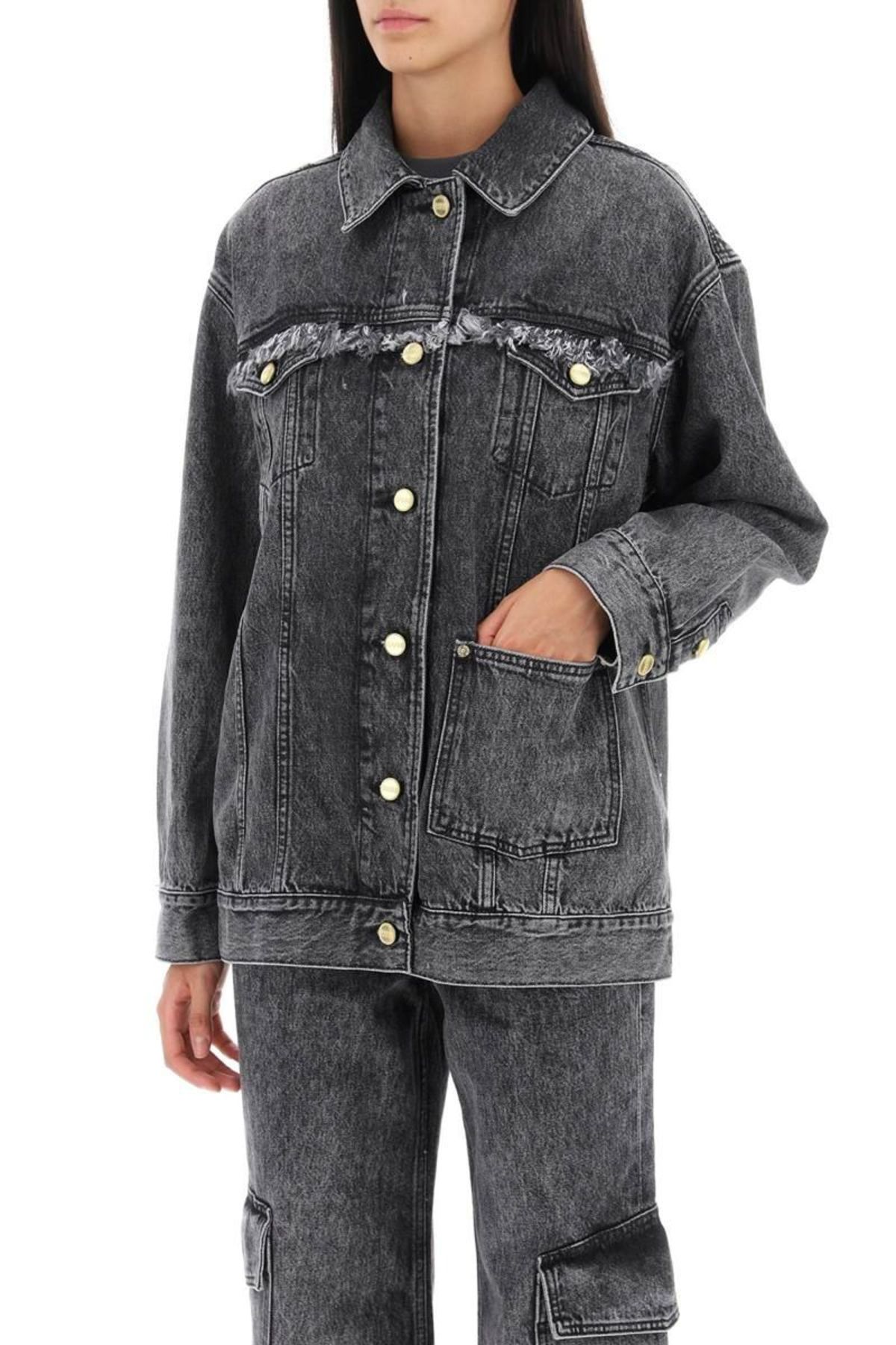Ganni denim maxi jacket - GREY | Garmentory