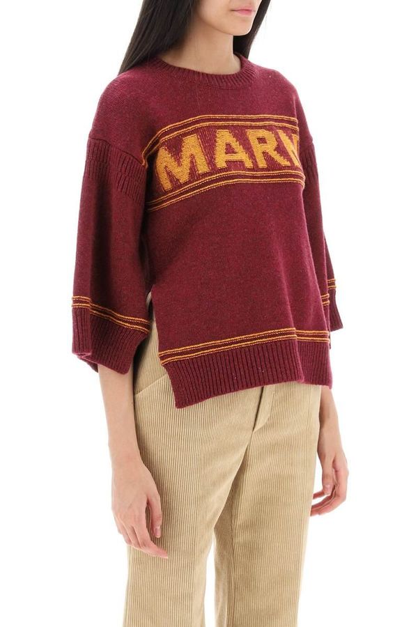 Marni sweater in jacquard knit with logo - Multi | Garmentory