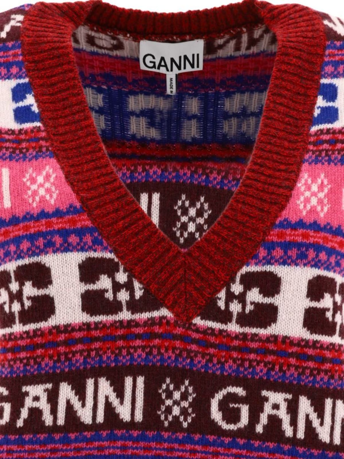 Ganni Vest with logo - BORDEAUX | Garmentory