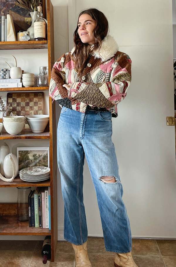 Wool Fan Shearling Quilt Crop | Garmentory