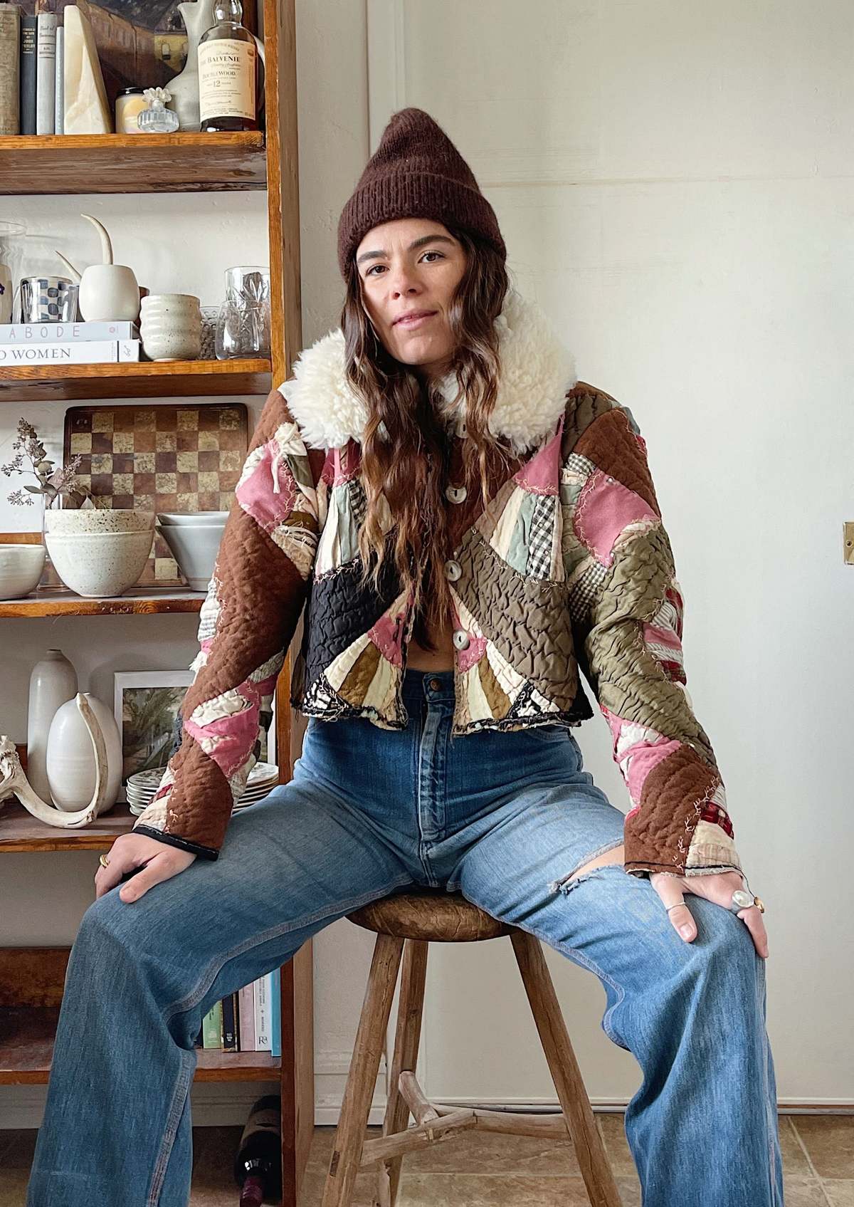 Wool Fan Shearling Quilt Crop | Garmentory