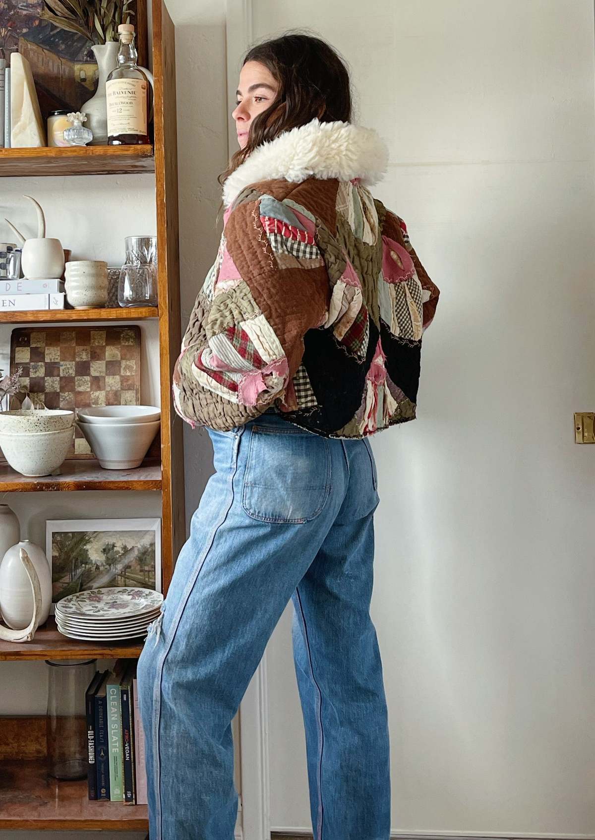 Wool Fan Shearling Quilt Crop | Garmentory