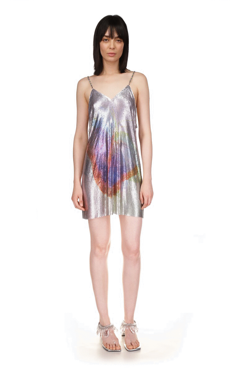 Anna Sui Impressionism Butterfly Chainmail Dress - Silver Multi ...