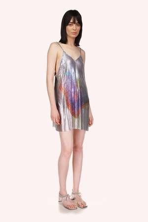 Anna Sui Impressionism Butterfly Chainmail Dress - Silver Multi ...