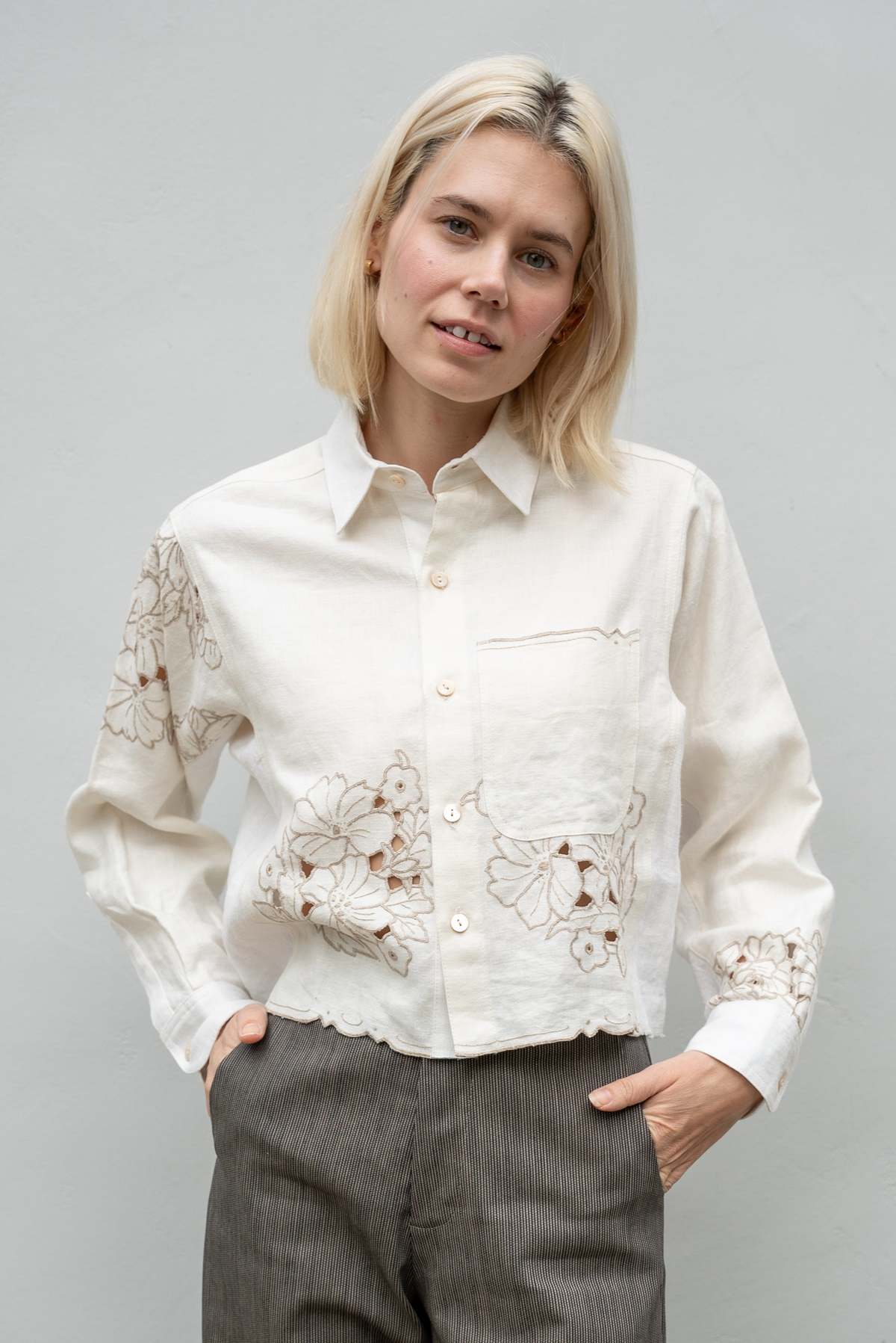 Jess Meany Cutwork Olivia Jacket - Cream Floral | Garmentory