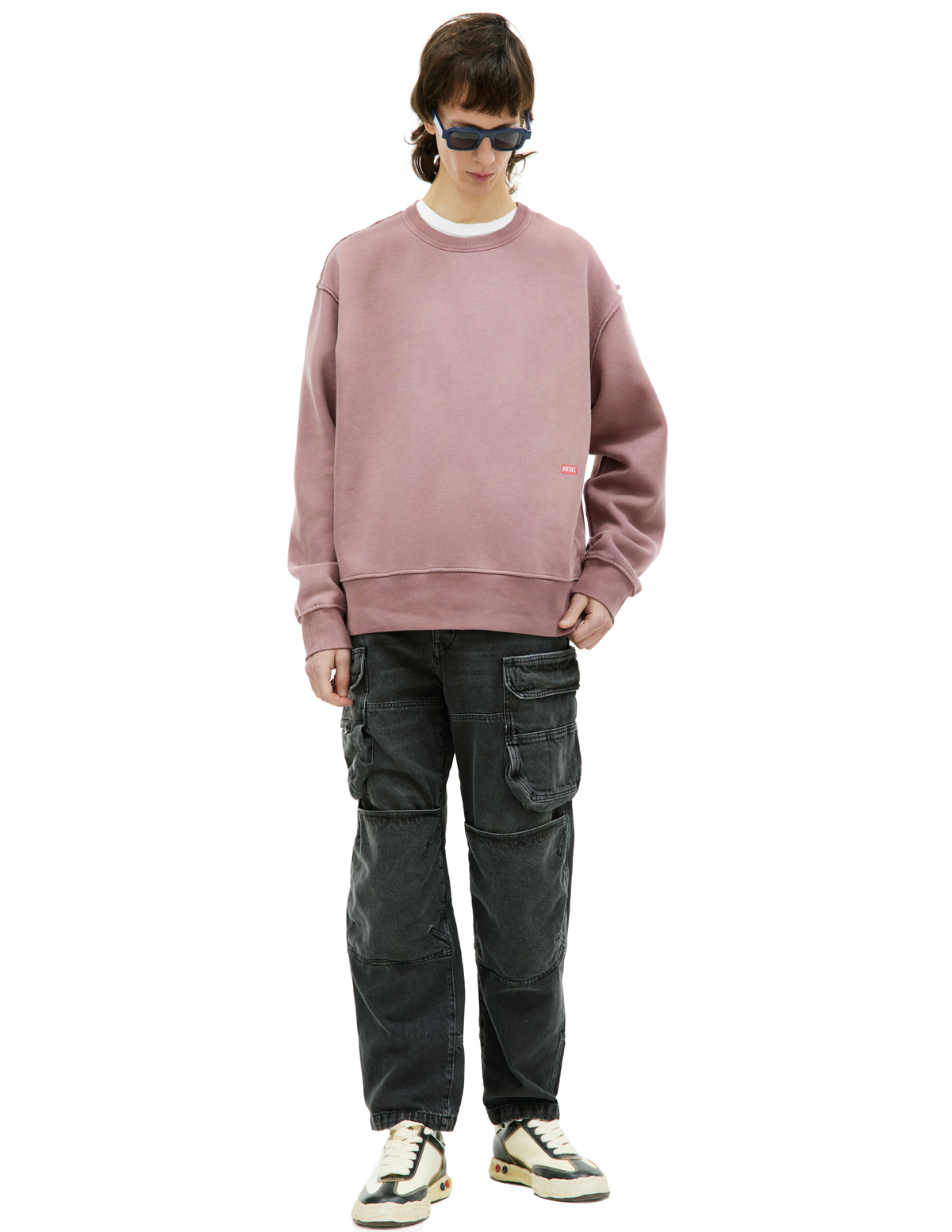 DIESEL S-Macs sweatshirt with Diesel Panther logo - Pink | Garmentory