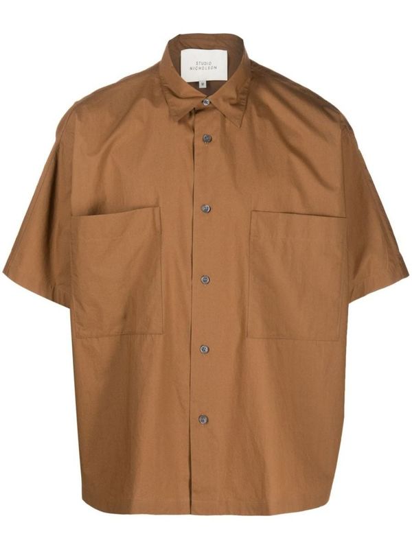 Studio Nicholson SHORT SLEEVE SHIRT CLOTHING - Brown | Garmentory