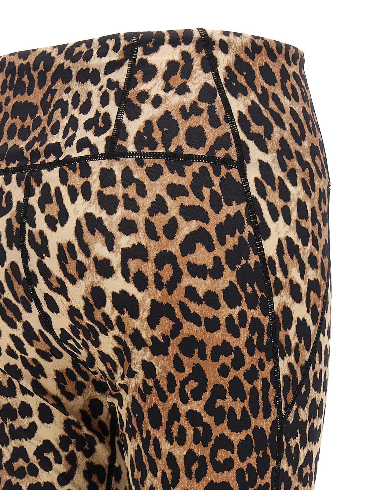 Ganni Leopard print logo leggings - Brown | Garmentory