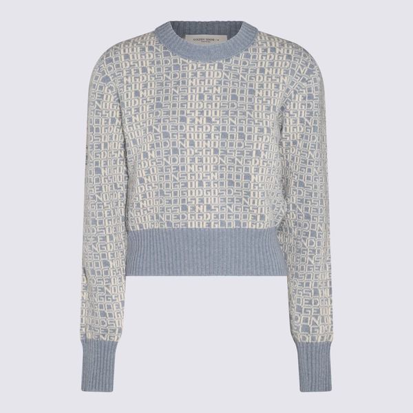 GOLDEN GOOSE LIGHT BLUE AND IVORY WOOL BLEND JUMPER | Garmentory