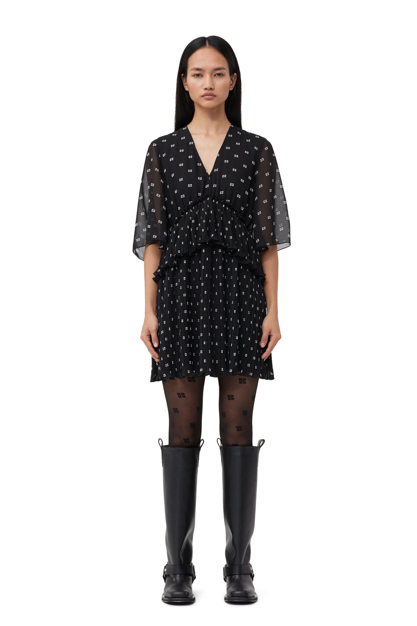 Ganni Butterfly Lace Tights - Black | Garmentory