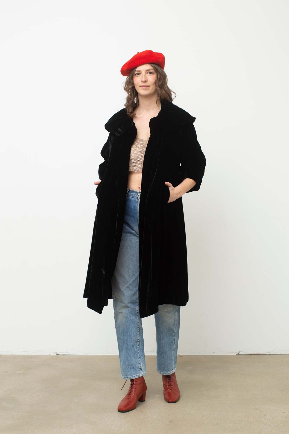 Vintage 1940s Velvet Overcoat - Black | Garmentory