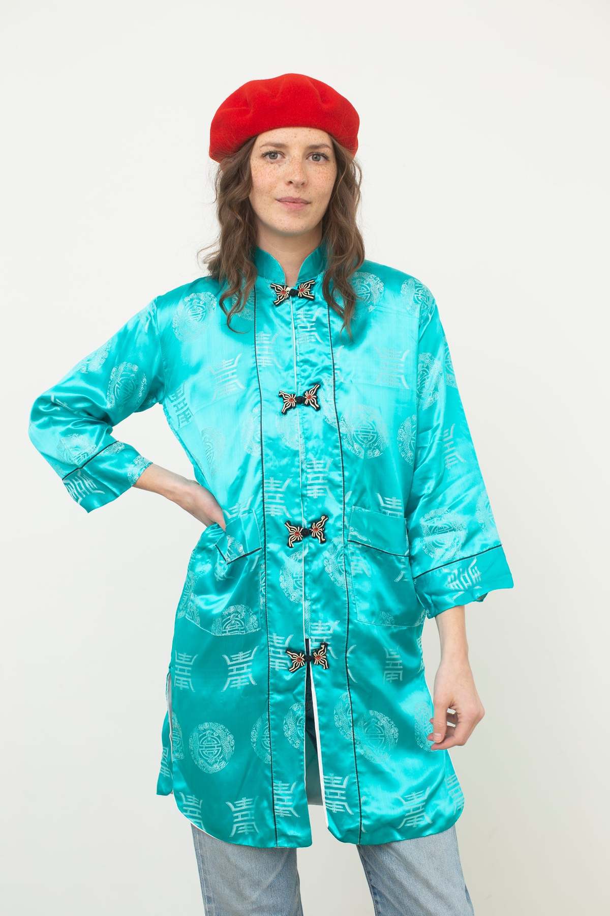 Preservation Vintage Silky Robe Style Jacket - Blue | Garmentory