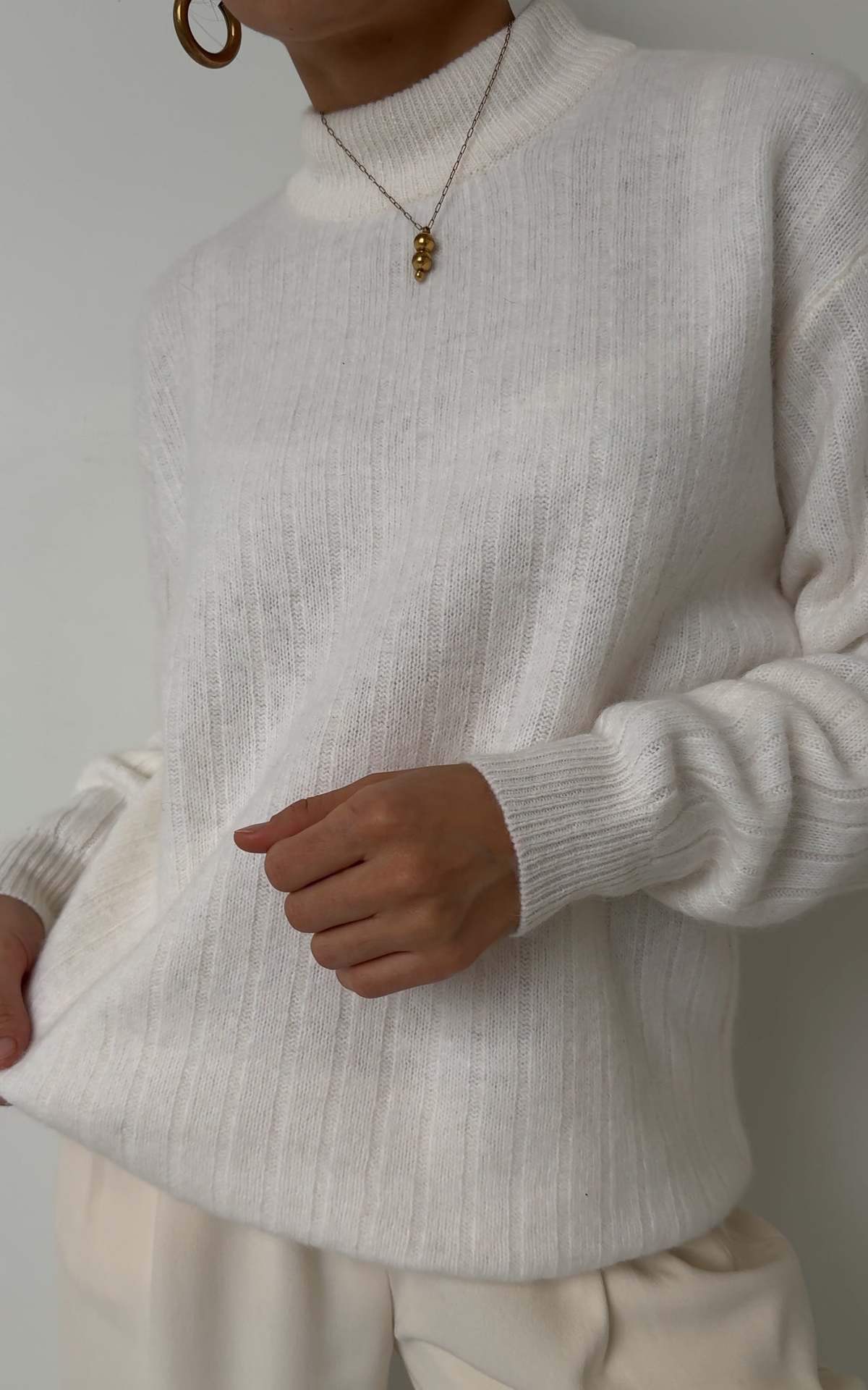 Vintage Angora Lambswool Mock Neck Sweater - Noix de Coco | Garmentory