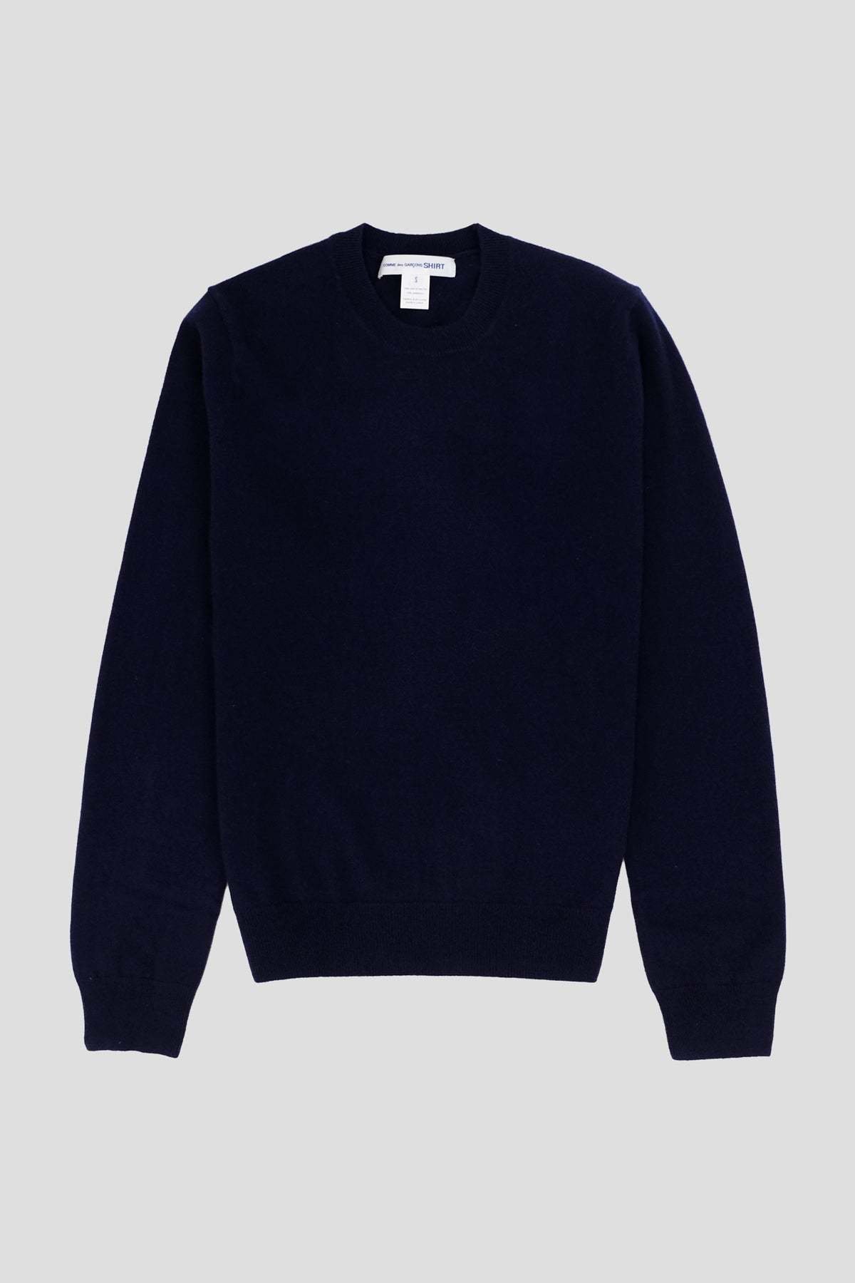 Comme des Garçons Round-Neck Wool Sweater - Navy | Garmentory