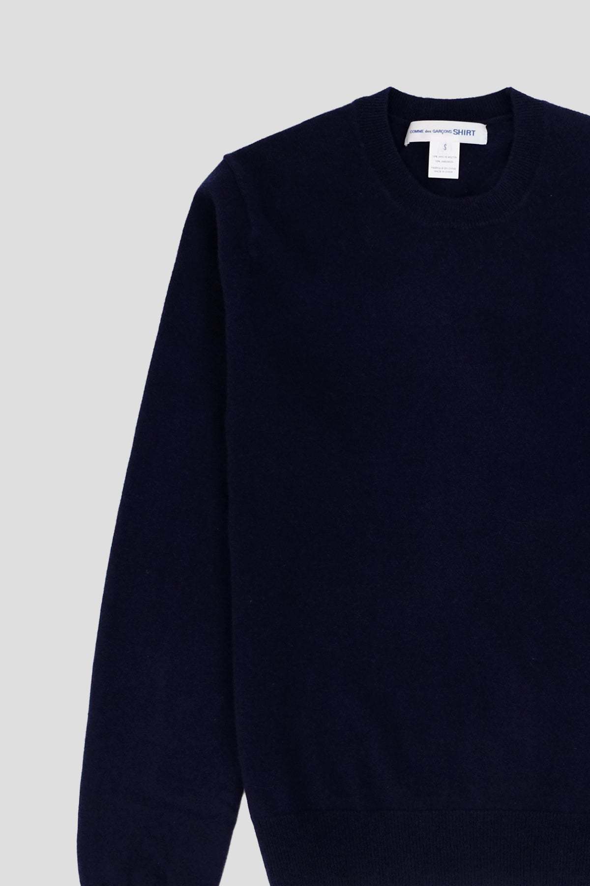 Comme des Garçons Round-Neck Wool Sweater - Navy | Garmentory