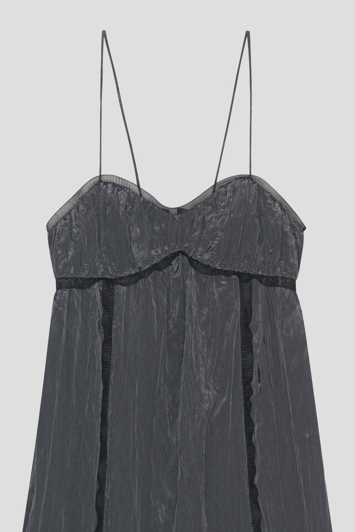 Ganni Shiny Tech Strap Midi Dress - Gray Pinstripe | Garmentory