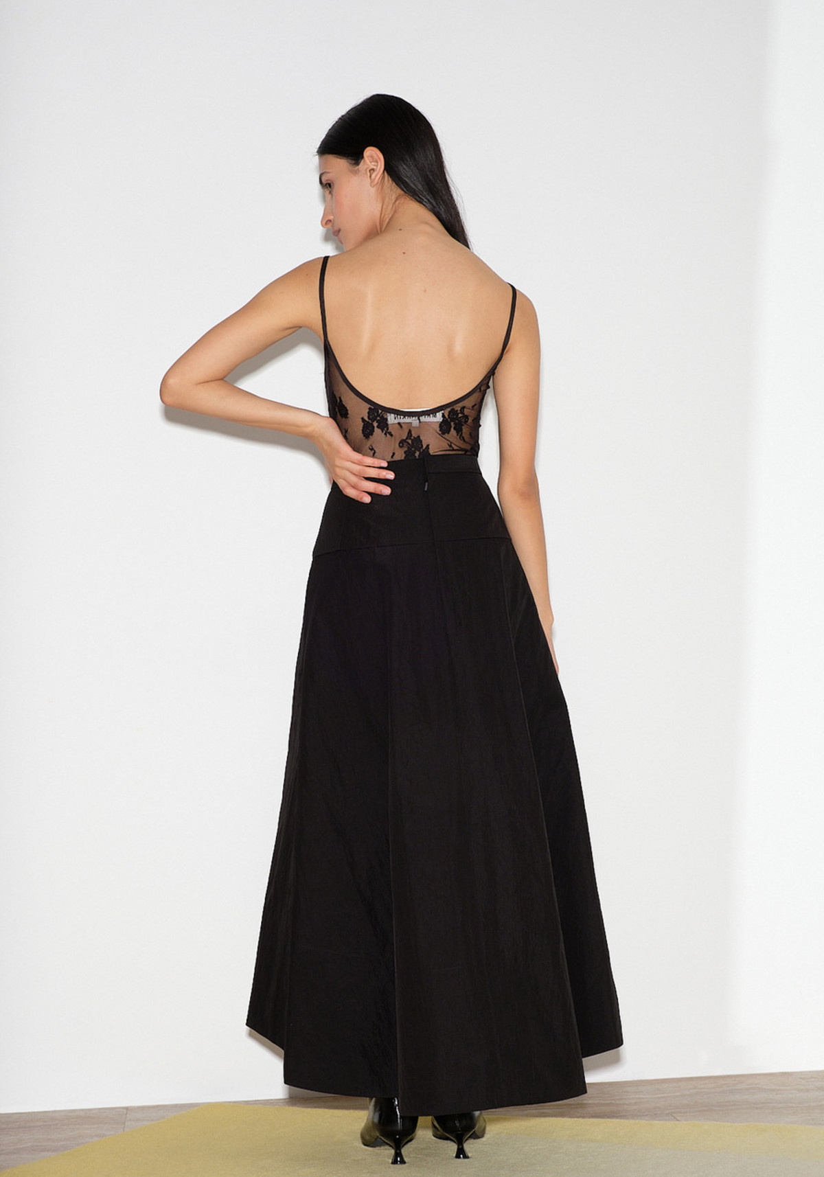 Tibi Schema Sculpted Midi Skirt - Black | Garmentory