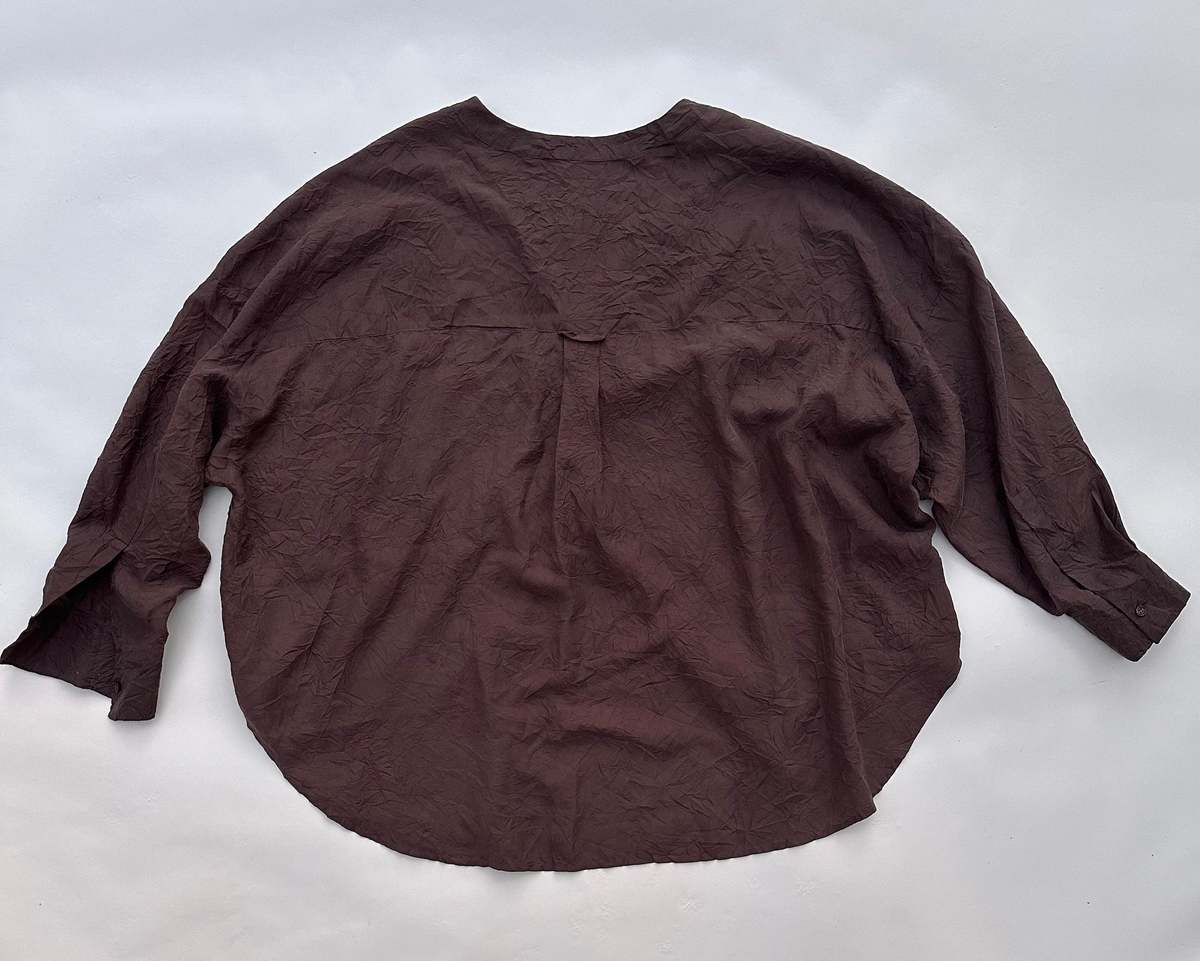 MAMÈNE Silk Crinkle Parachute Top - Espresso | Garmentory