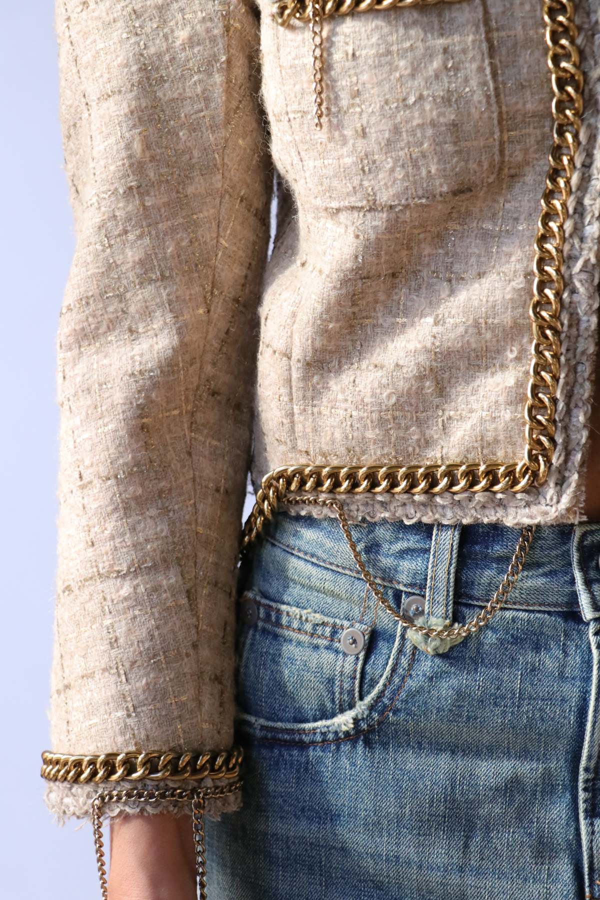 R13 Square Shoulder Tweed Jacket - Beige | Garmentory