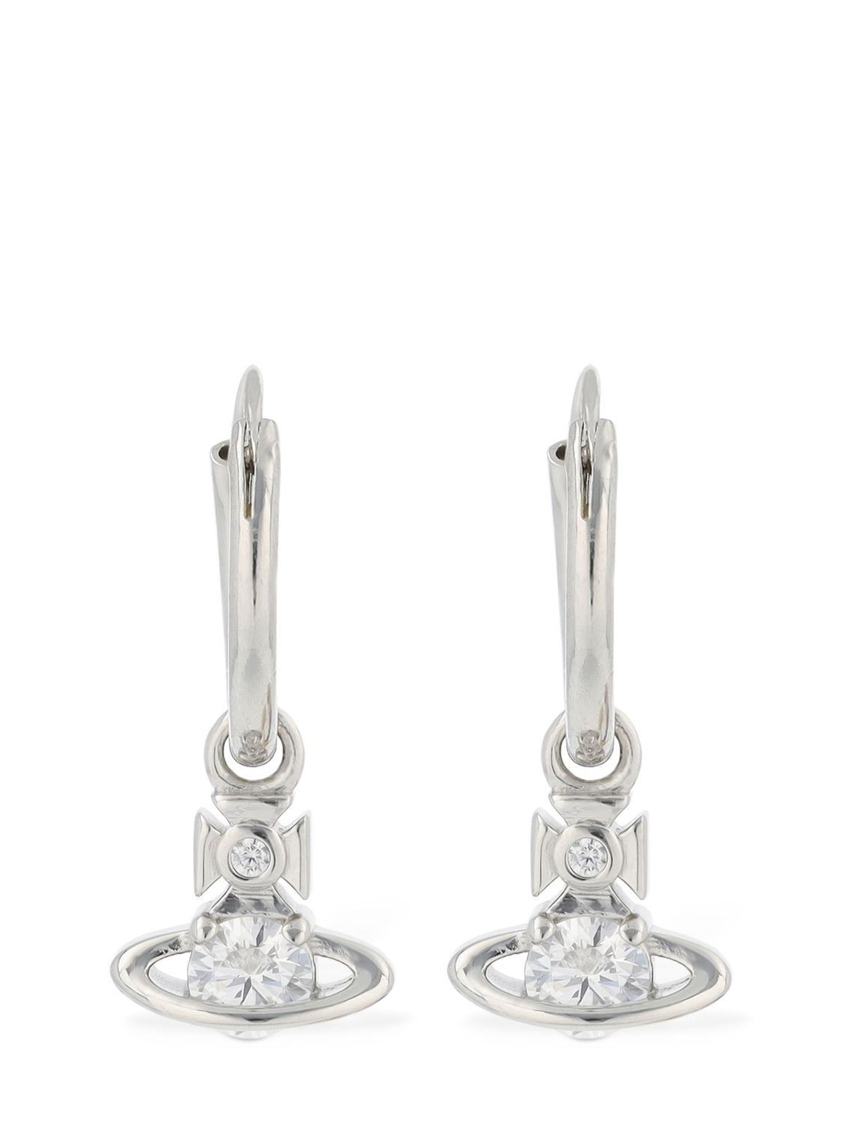 Vivienne Westwood Nina Spark Crystal Hoop Earrings - Silver | Garmentory